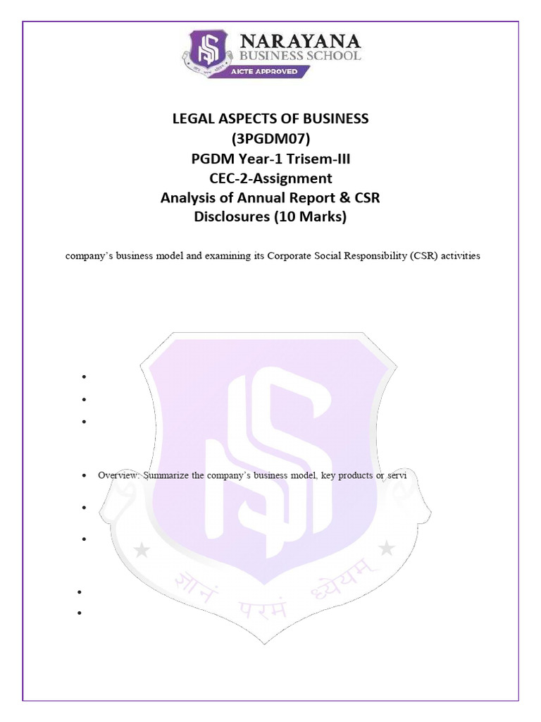 CEC 2 CSR Assignment LAB 10 Marks | PDF | Corporate Social Responsibility | Business