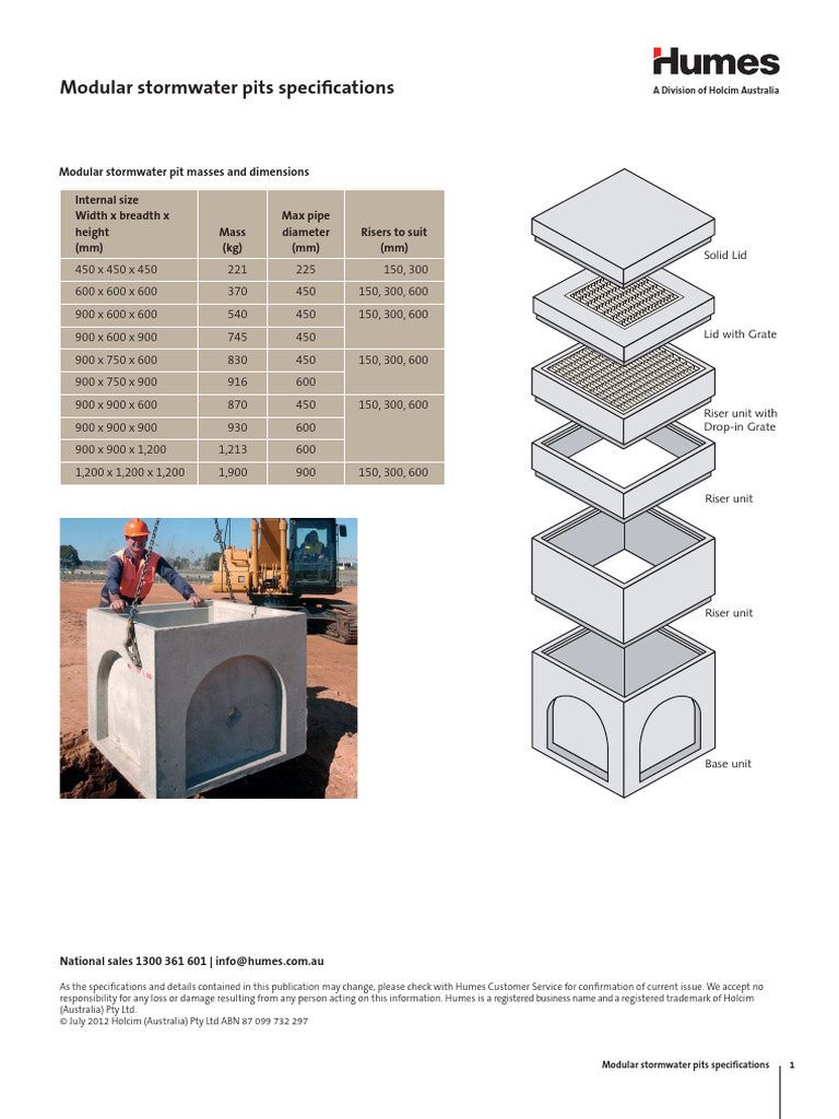 Humes-Modular Stormwater Pits Specifications | PDF
