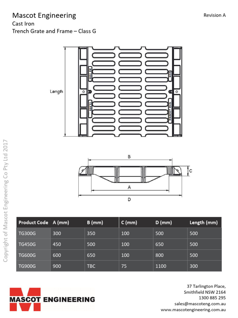 Cast Iron Trench Grate and Frame Class G | PDF