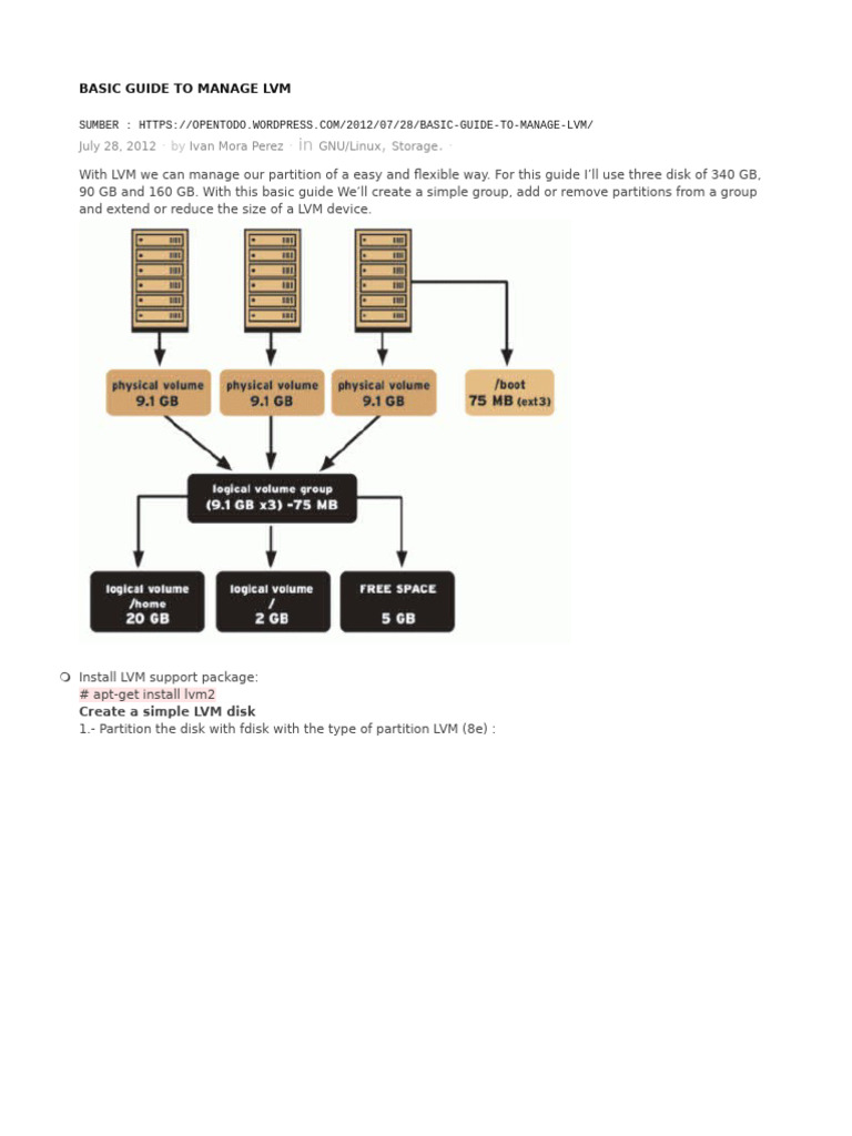 BASIC GUIDE TO MANAGE LVM | PDF | File System | Software