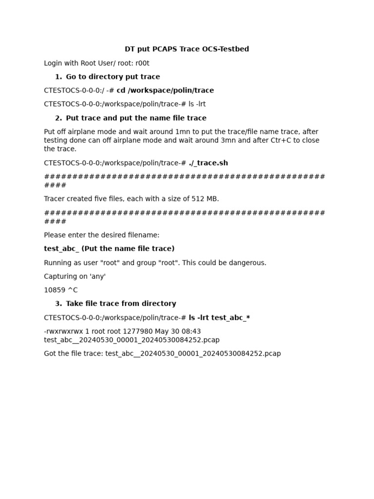 DT Put PCAPS Trace OCS-Testbed | PDF