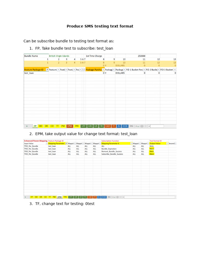 DT Produce SMS Testing Text Format | PDF