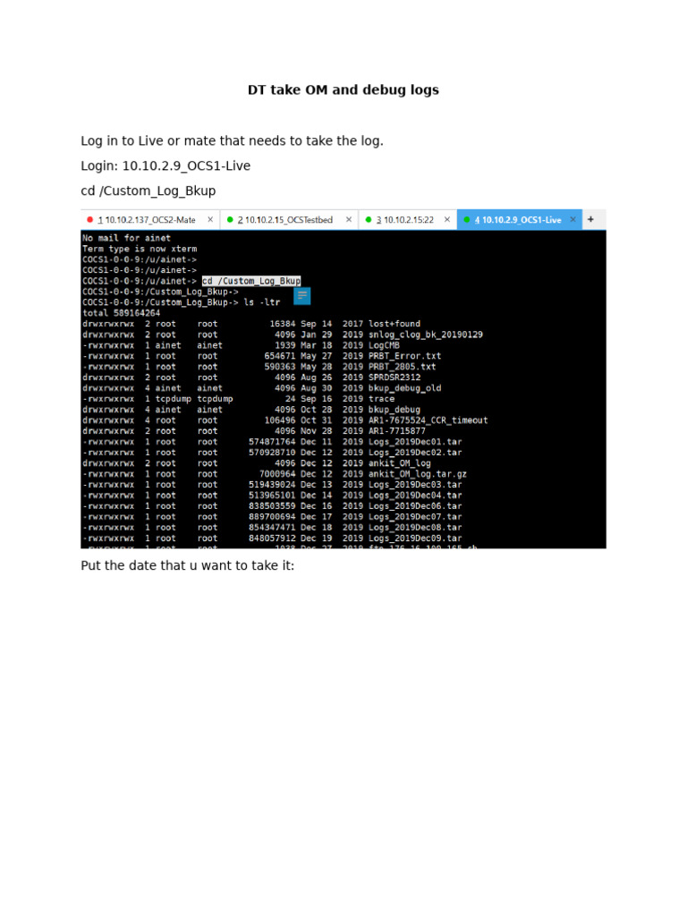 DT take OM and debug logs | PDF