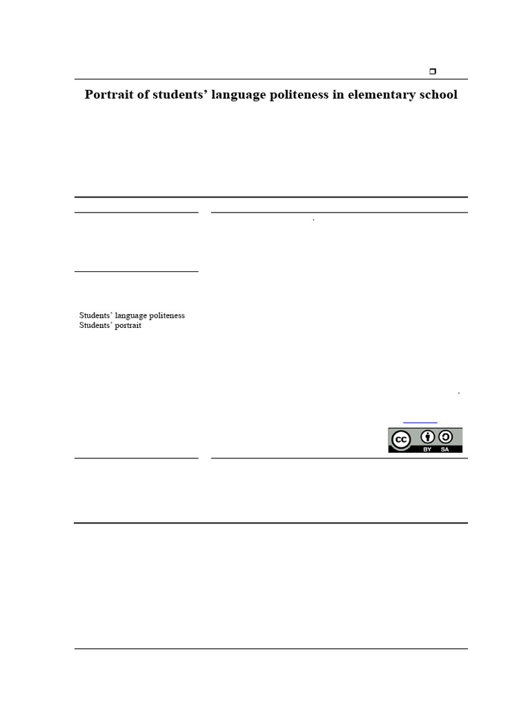 Portrait of Students' Language Politeness in Elementary School | PDF ...
