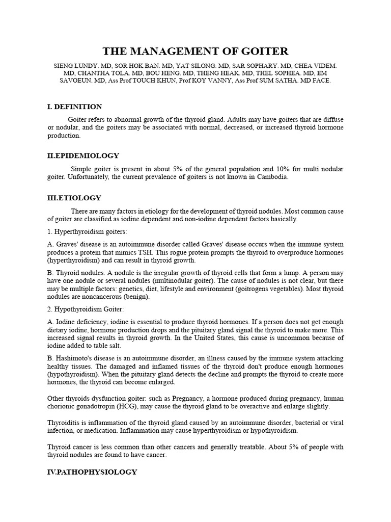 The Management of Goiter v4 | PDF | Thyroid | Hyperthyroidism