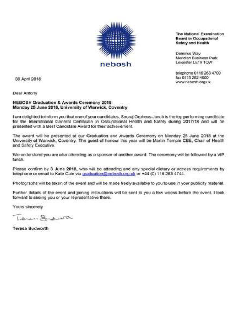 Nebosh Gold Learning Partner Credential Page | PDF