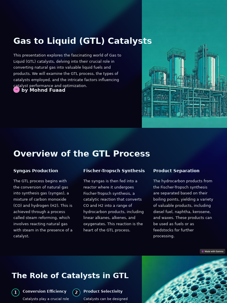 GTL Catalysts: Types and Optimization | PDF | Catalysis | Gas To Liquids