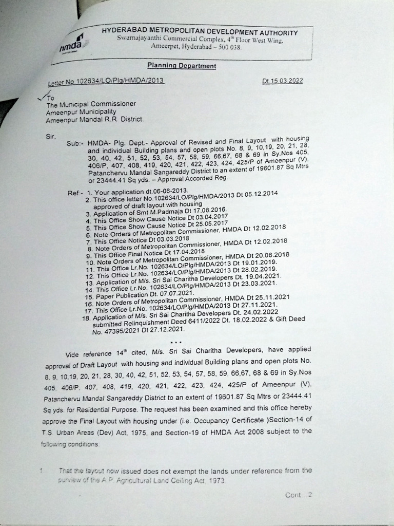 Sai Villas Layout Proceeding Letter | PDF | Justice | Crime & Violence