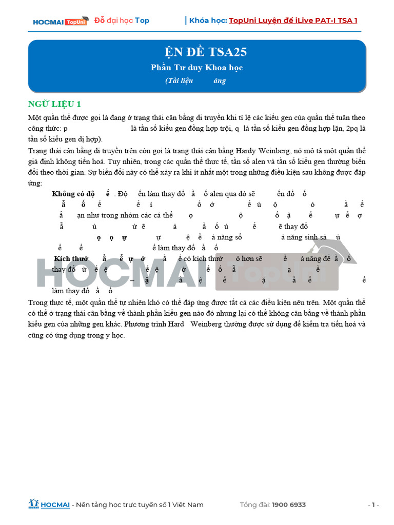 TLBG Luyen de TSA25A - Phan Tu Duy Khoa Hoc | PDF