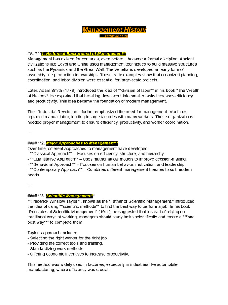 History of Management-1 | PDF | Bureaucracy | Business