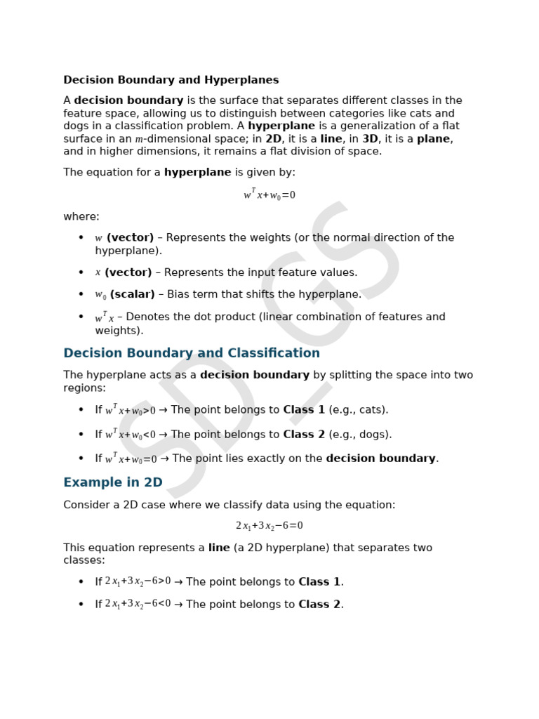 Decision Boundary and Hyperplanes | PDF | Linear Algebra | Differential Geometry