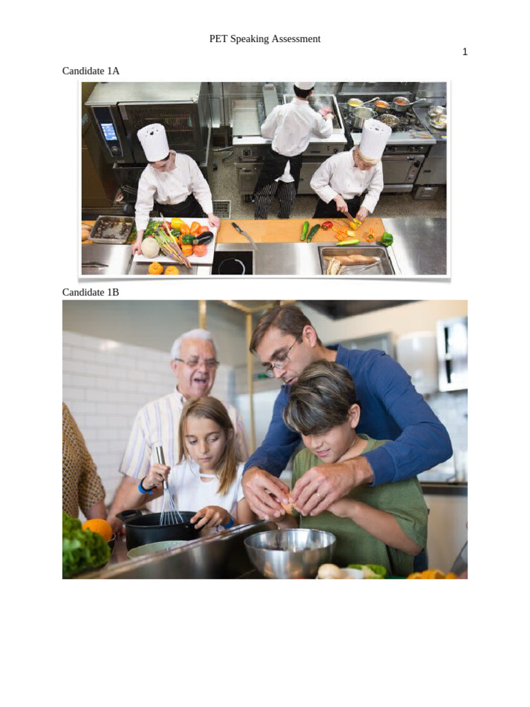 B1 PET Speaking Assessment | PDF