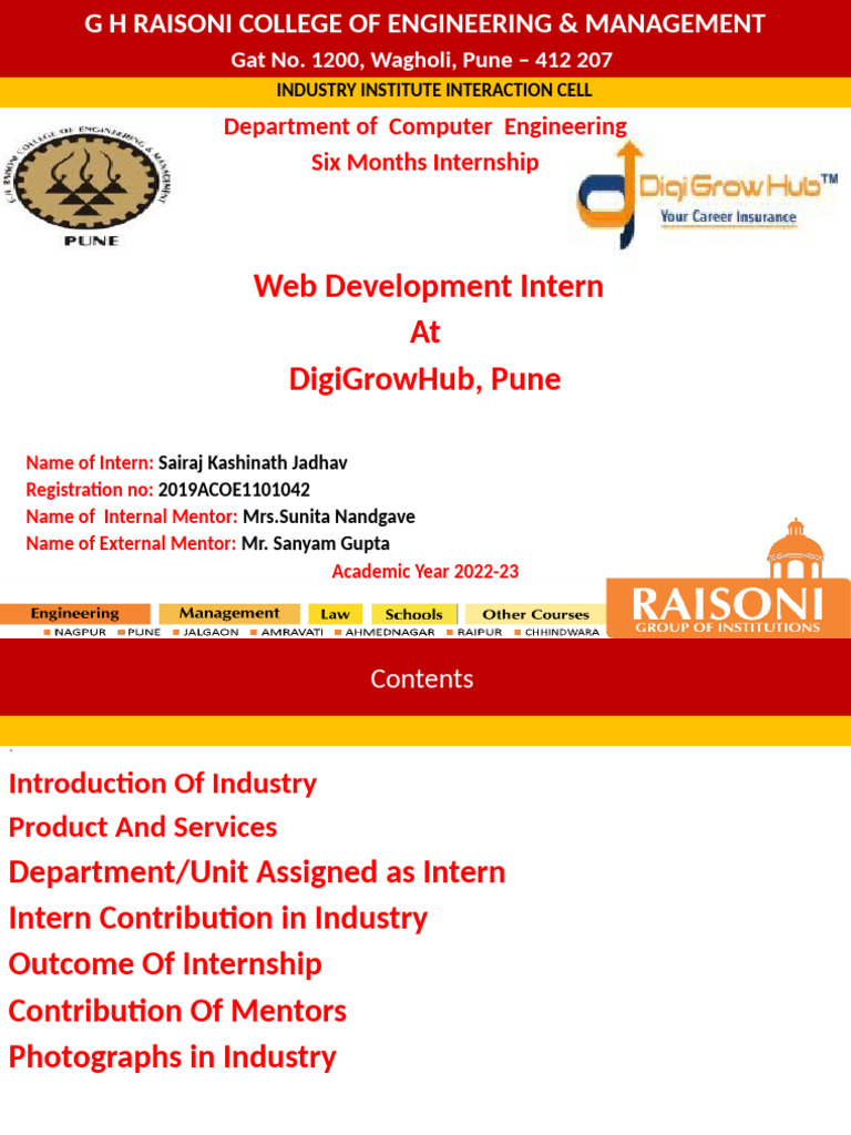 InternshipDGH BCOB82 | PDF | Web Development | Databases