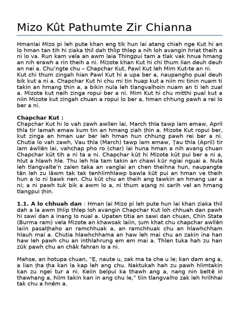 Mizo Festivals: Chapchar Kut Overview | PDF