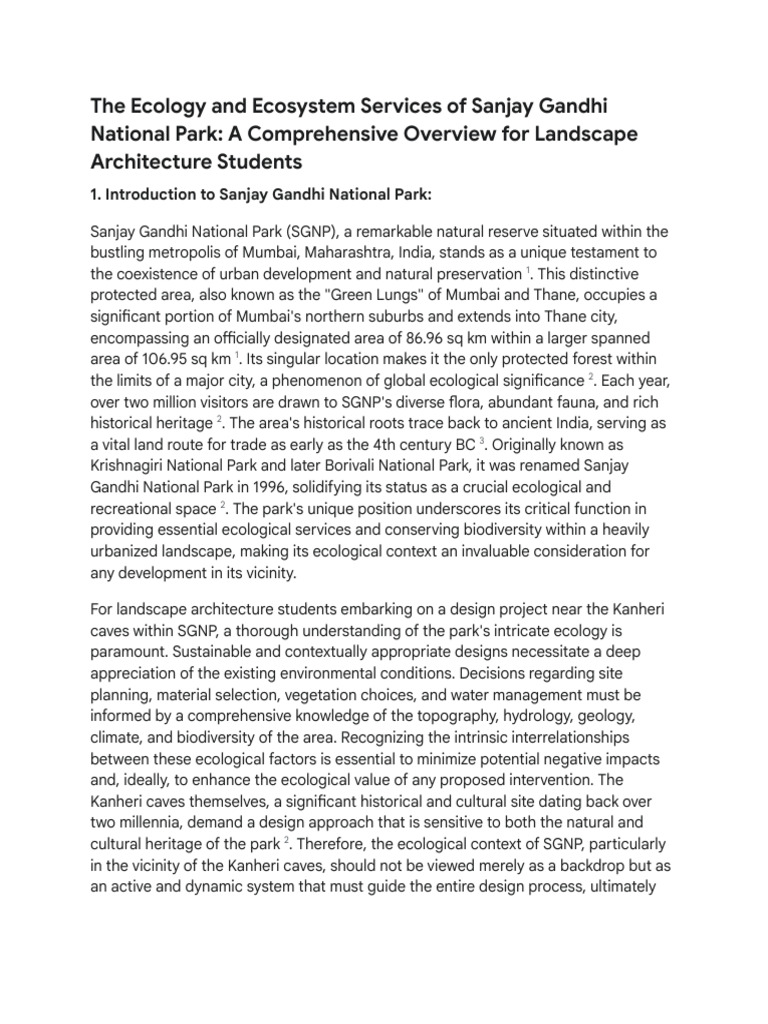 SGNP Ecology and Design Brief | PDF | Ecosystem | Habitat