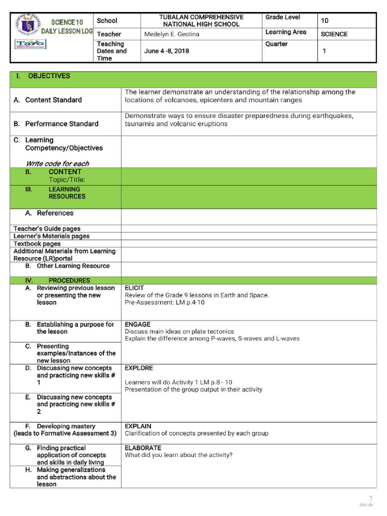 7es Lesson Plan Template1.pdf - TOAZ - INFO 2 | PDF