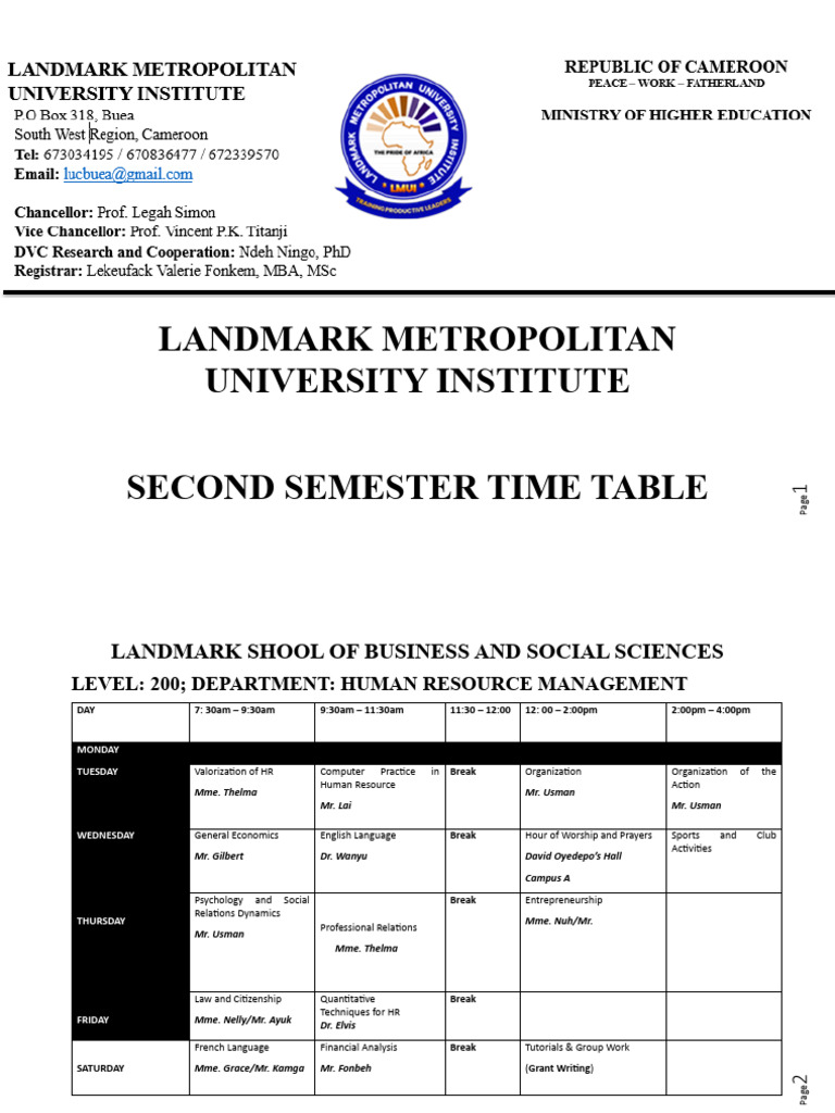 Second Semester Timetable | PDF | Computer Programming | Computing