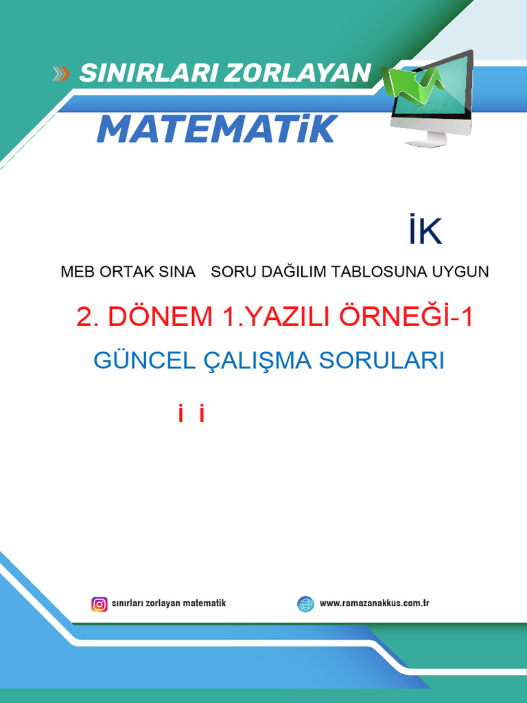 6. SINIF MATEMATİK 2. DÖNEM 1. YAZILI ÖRNEĞİ -1 | PDF