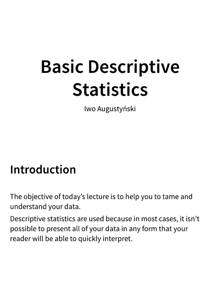 2. Basic Descriptive Statistics | PDF