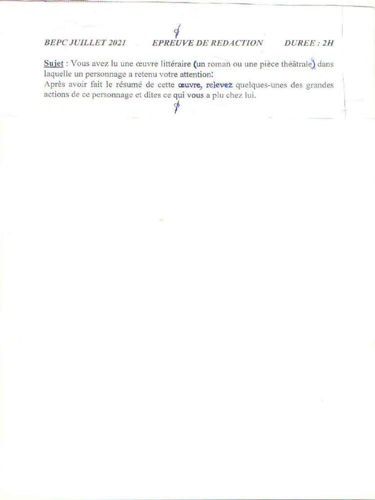 Rédaction BEPC 2021 | PDF