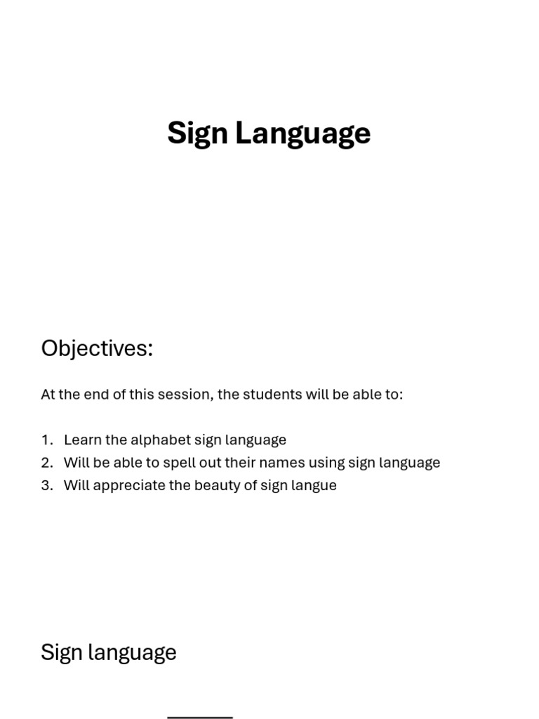 Sign Language | PDF