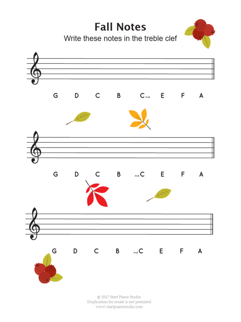 Treble Clef Note Writing Guide | PDF