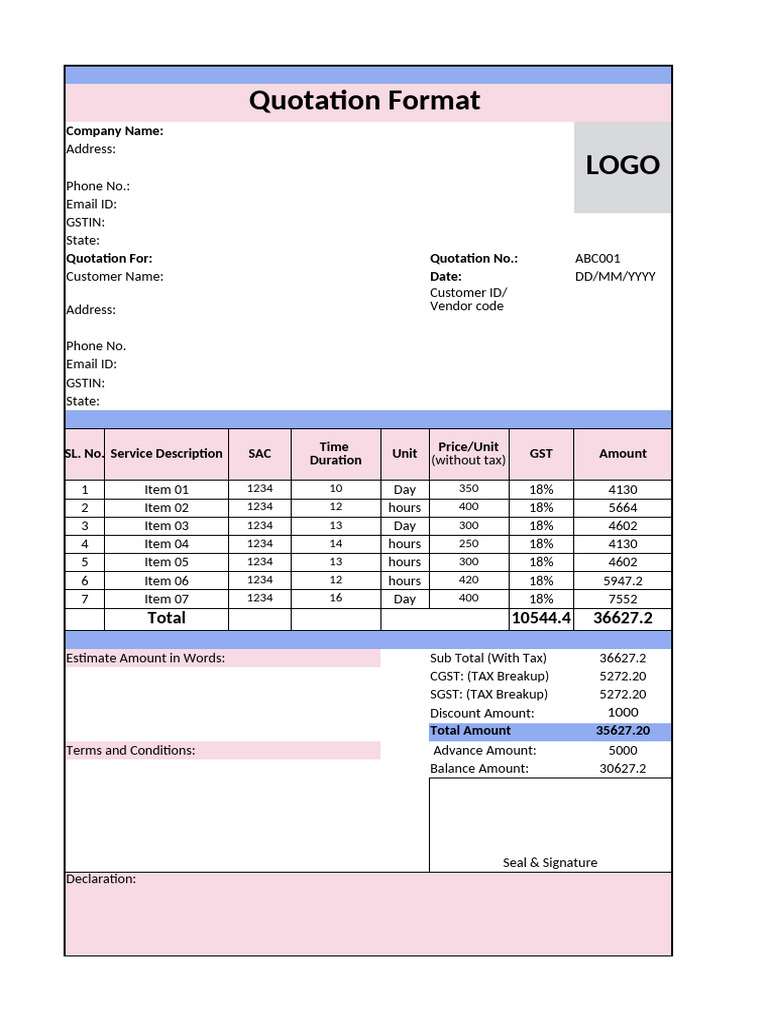Quotation Format For Manpower Supply 02 | PDF