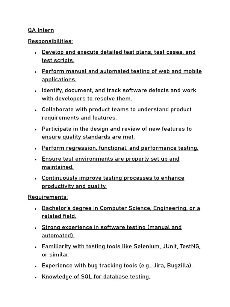 QA Intern | PDF