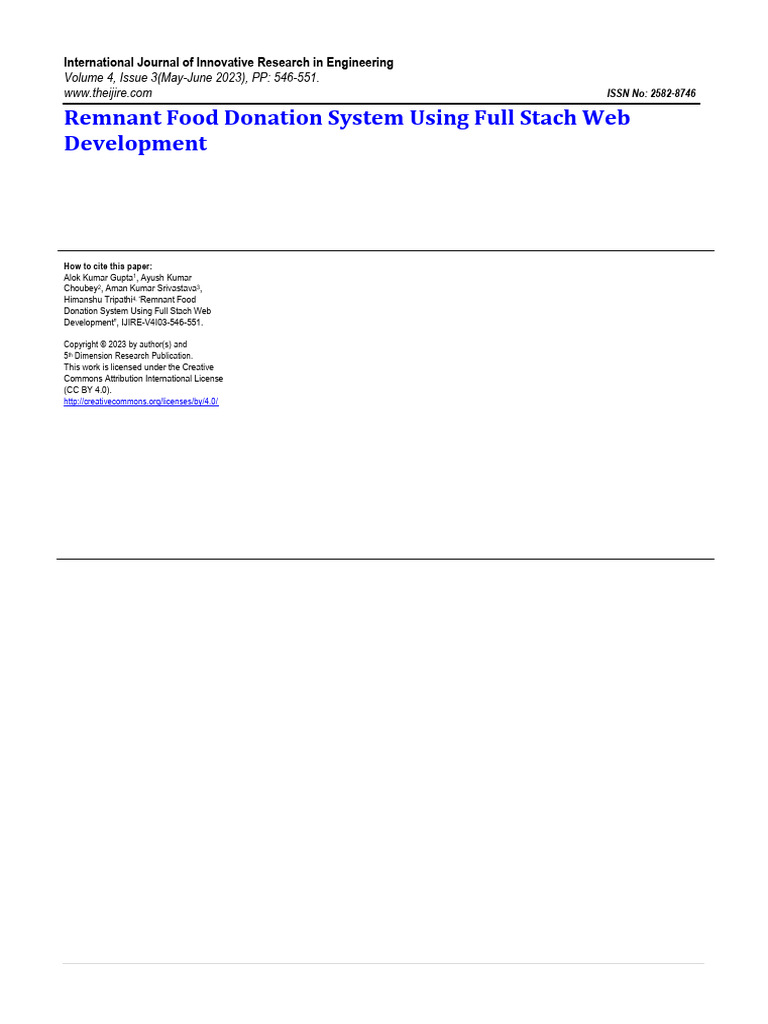 Remnant Food Donation System Using Full Stach Web Development | PDF ...