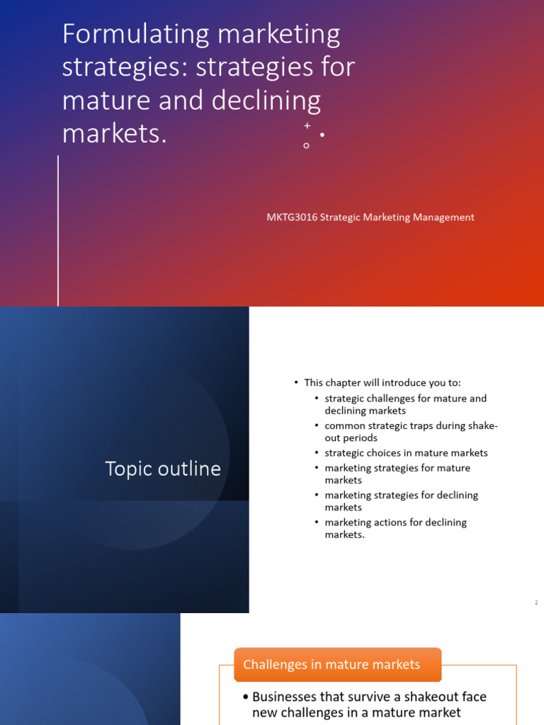 Week 9 Strategies For Mature and Declining Markets | PDF | Marketing ...