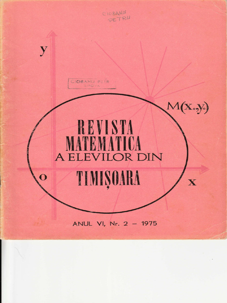 Revista Matematica A Elevilor Din Timisoara 2/1975 | PDF