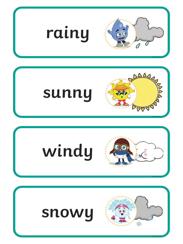Word Cards Weather Display | PDF