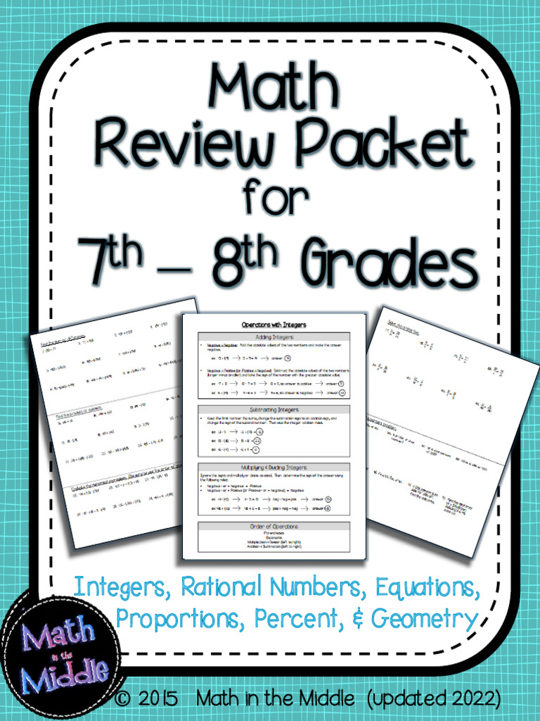 Math 7 8 Grades Review Packet: TH TH | PDF | Area | Multiplication