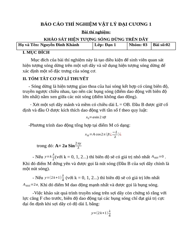 Bao Cao Thi Nghiem Dong Luong | PDF