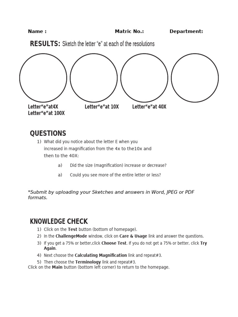 Microscopy Exercise Sheet | PDF