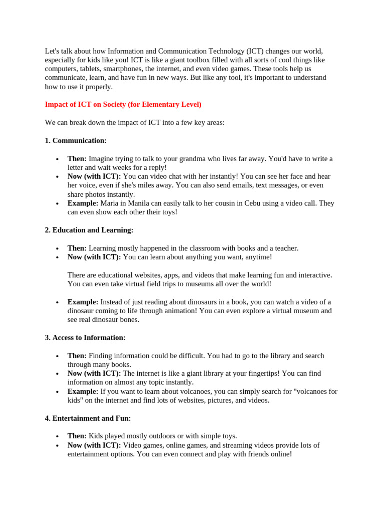 Tle 1 Unit 4 Lesson 2 Impact of Ict On Society | PDF | Educational ...