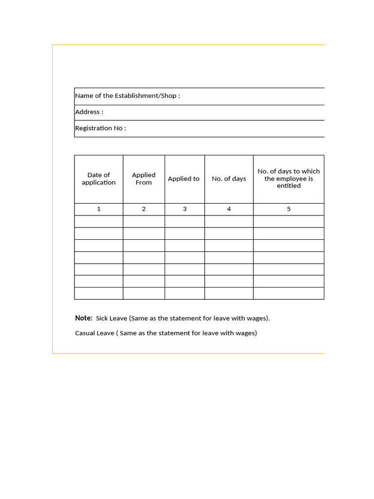 FORM XXV Register of Leave | PDF