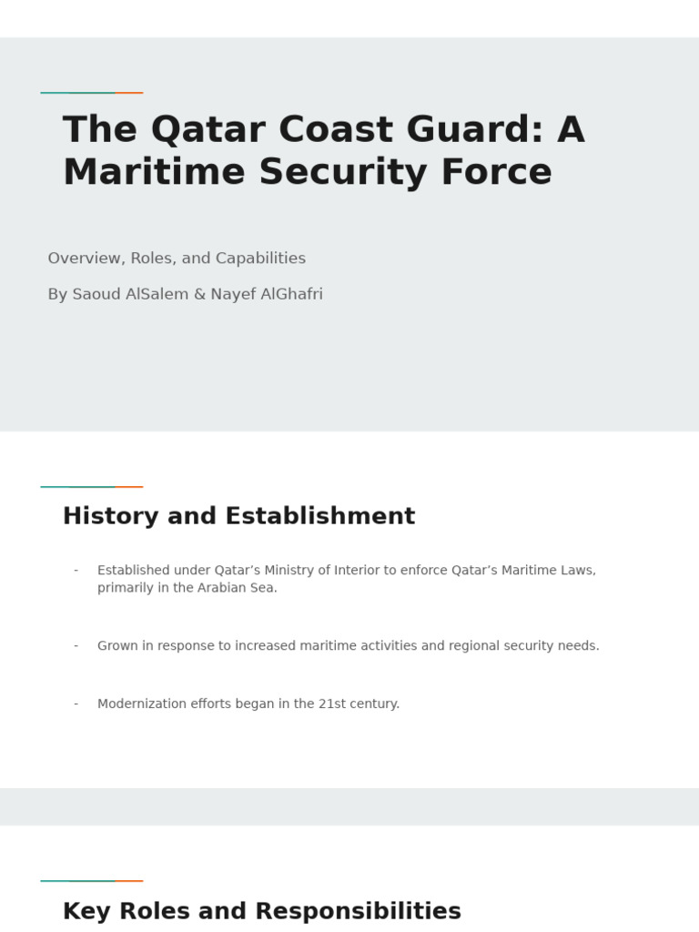 Qatar Coast Guard: Roles and Future Goals | PDF