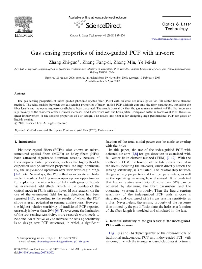 Gas Sensing Properties of Index-Guided PCF With Air-Core | PDF ...