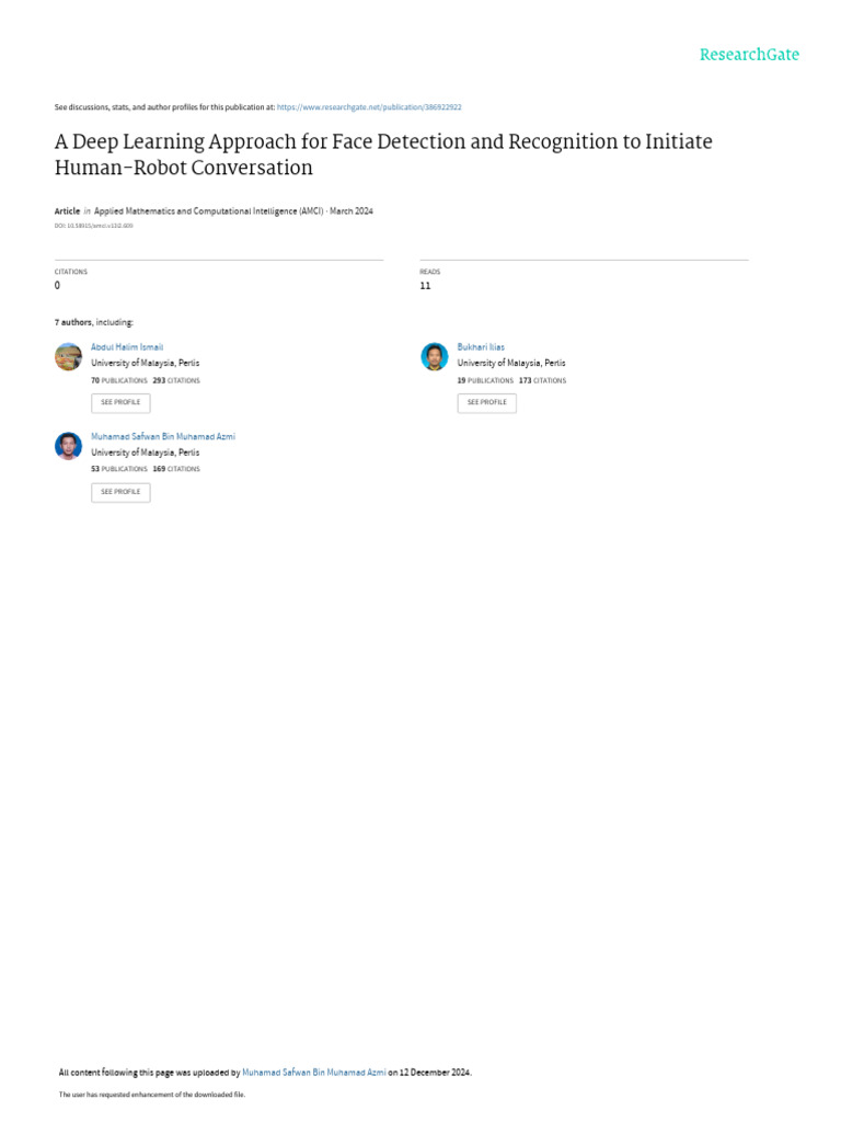 A Deep Learning Approach For Face Detection and Recognition To Initiate ...