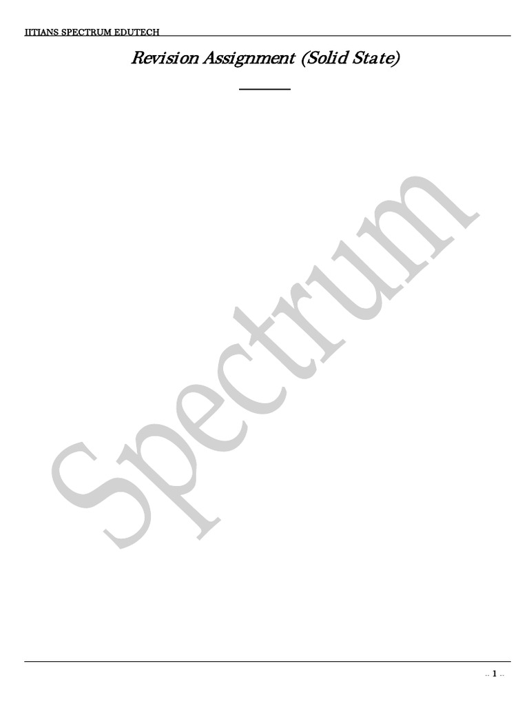 Solid State (ASSIGNMENT) | PDF | Crystal | Solid