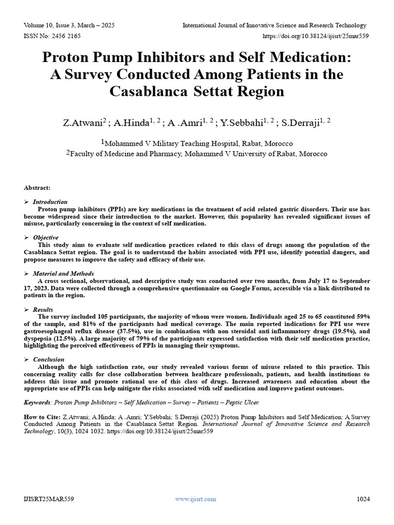 Proton Pump Inhibitors and Self-Medication: A Survey Conducted Among ...
