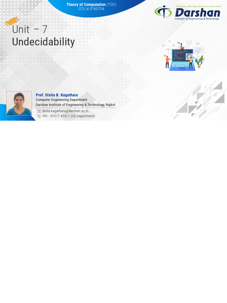 GTU 7: Undecidability in TOC | PDF | Time Complexity | Computational ...