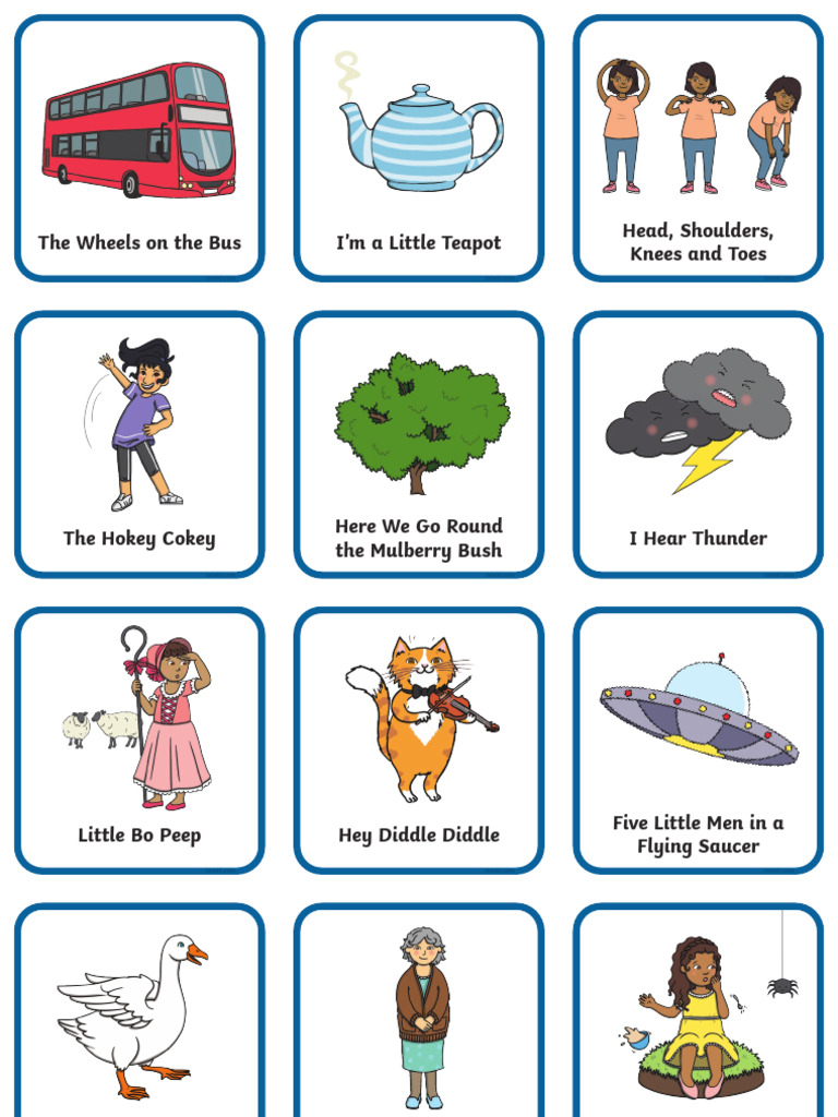 Printable Nursery Rhyme Cards | PDF | Children's Music | Folk Songs