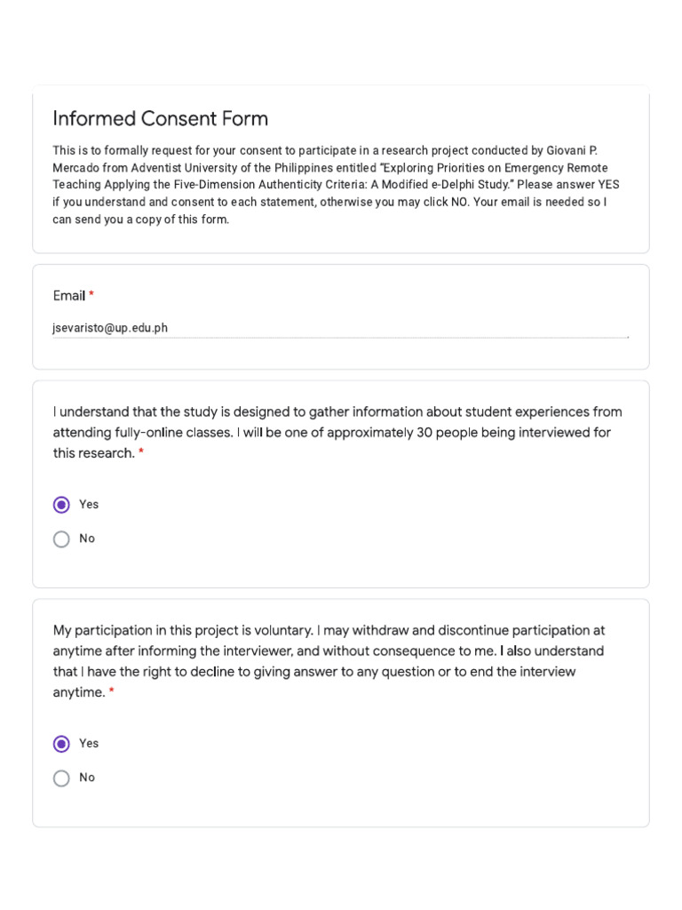 Google Forms Informed Consent Guide | PDF