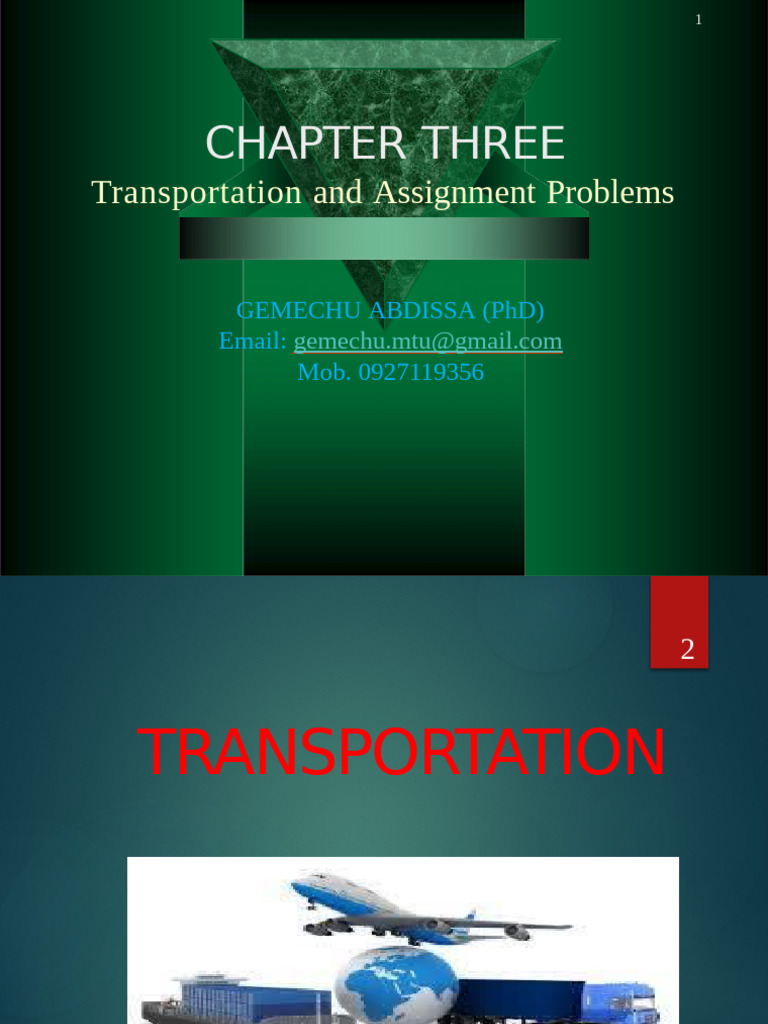 Or CH - 3 Transportation | PDF | Mathematical Optimization | Applied ...