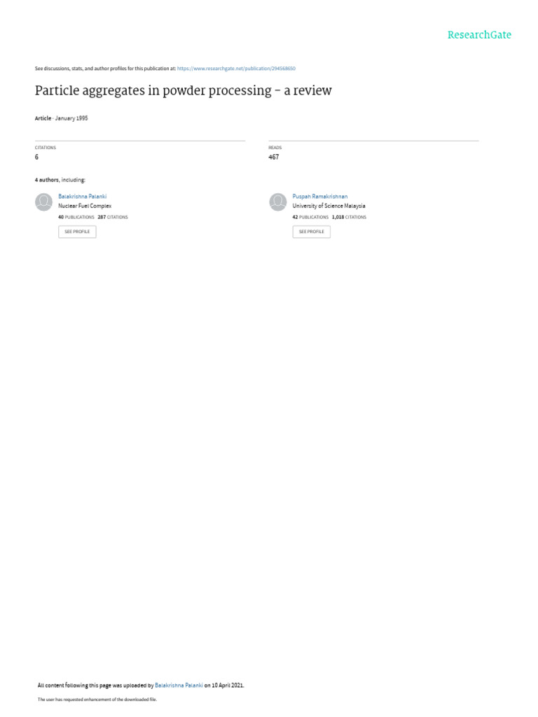 1995particle Aggregates in Powder Processing1 | PDF