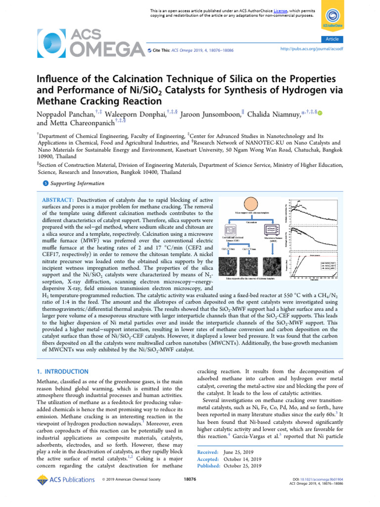 Influence of The Calcination Technique of Silica On The Properties | PDF | Catalysis | Silicon ...