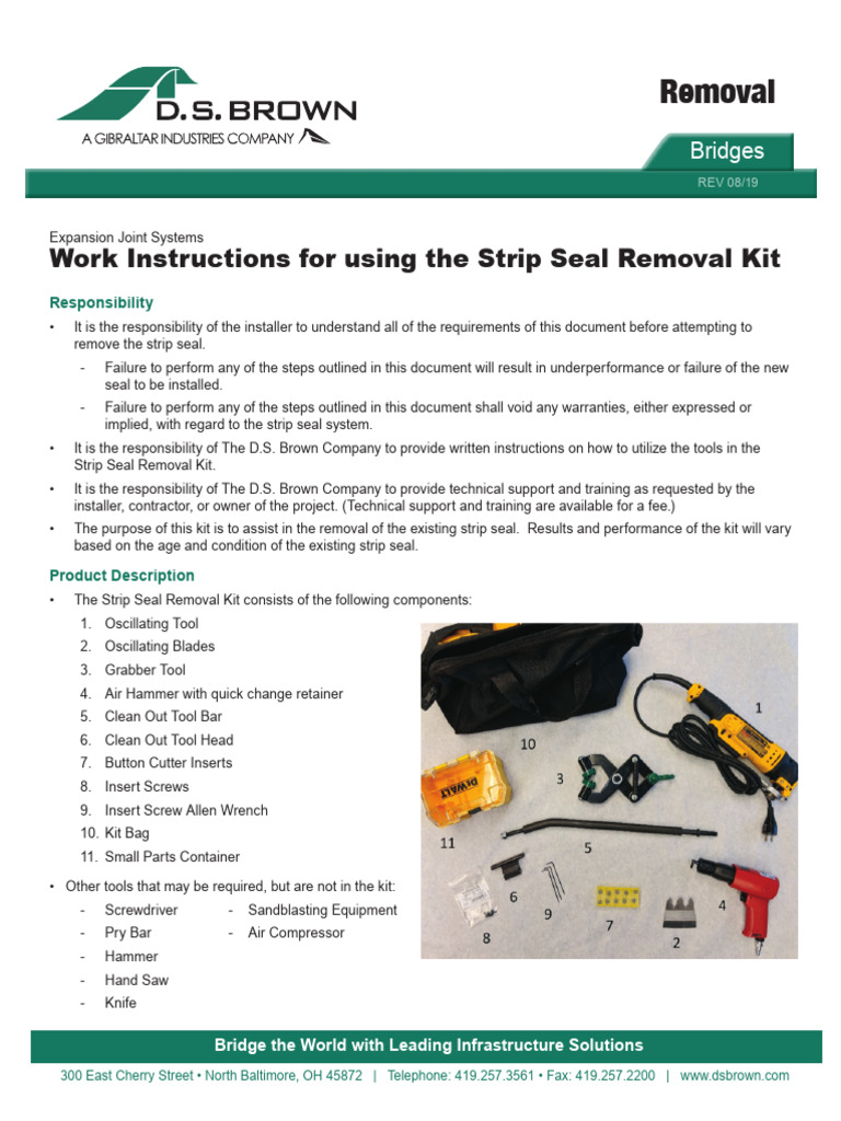 Strip Seal Removal Kit Instructions | PDF | Personal Protective ...