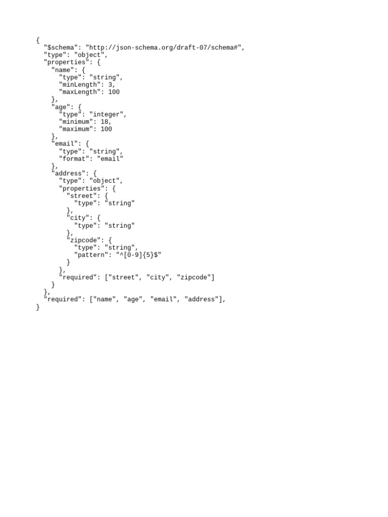 Json Schema To Be Used For Validator | PDF